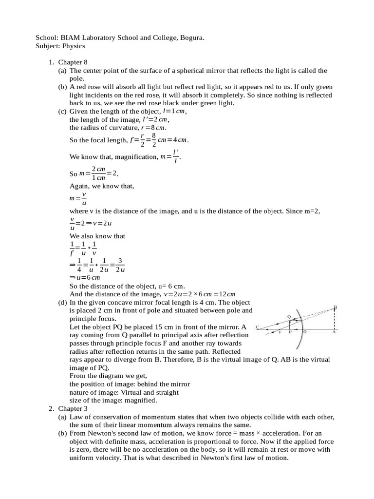 BIAM Laboratory School and College (CQ) | PDF | Collision | Mirror