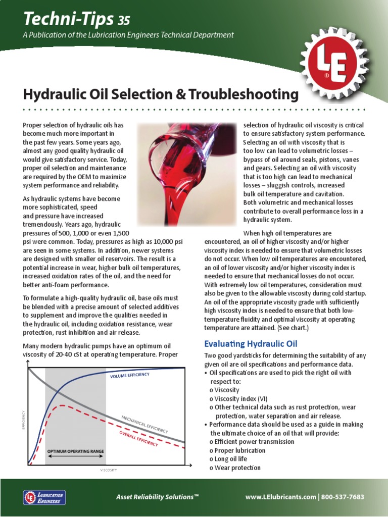 035 Selecting Hydraulic Oils | PDF | Valve | Lubricant