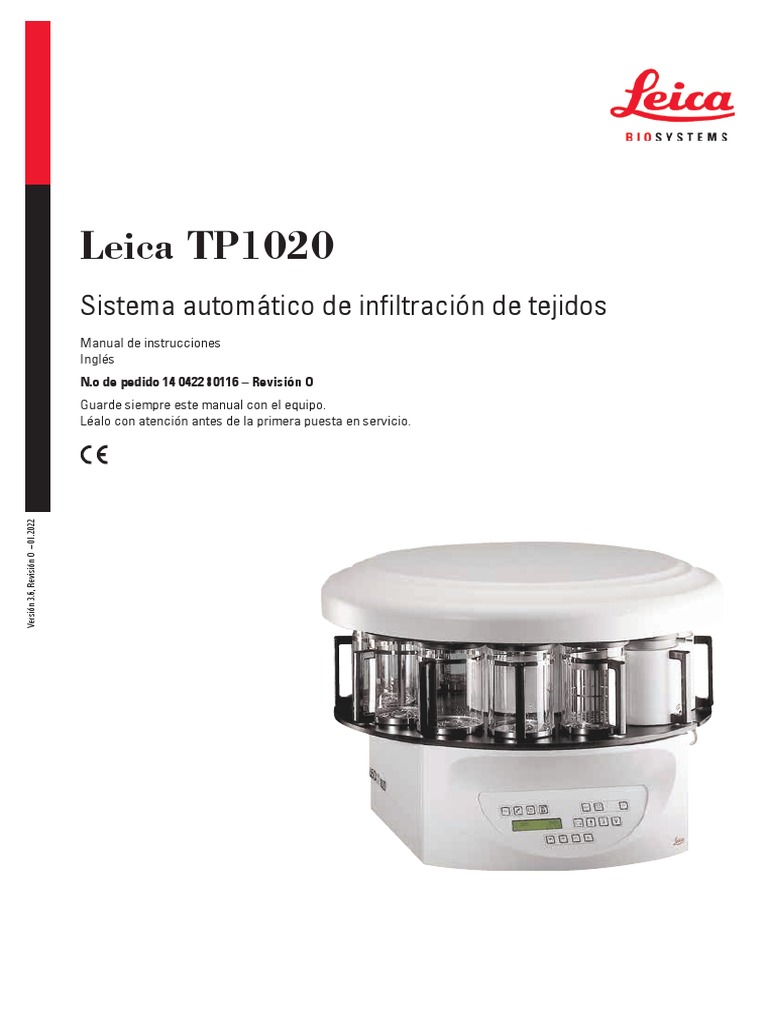 Manual Procesador de Tejidos Leica TP1020 | PDF | Dispositivo médico