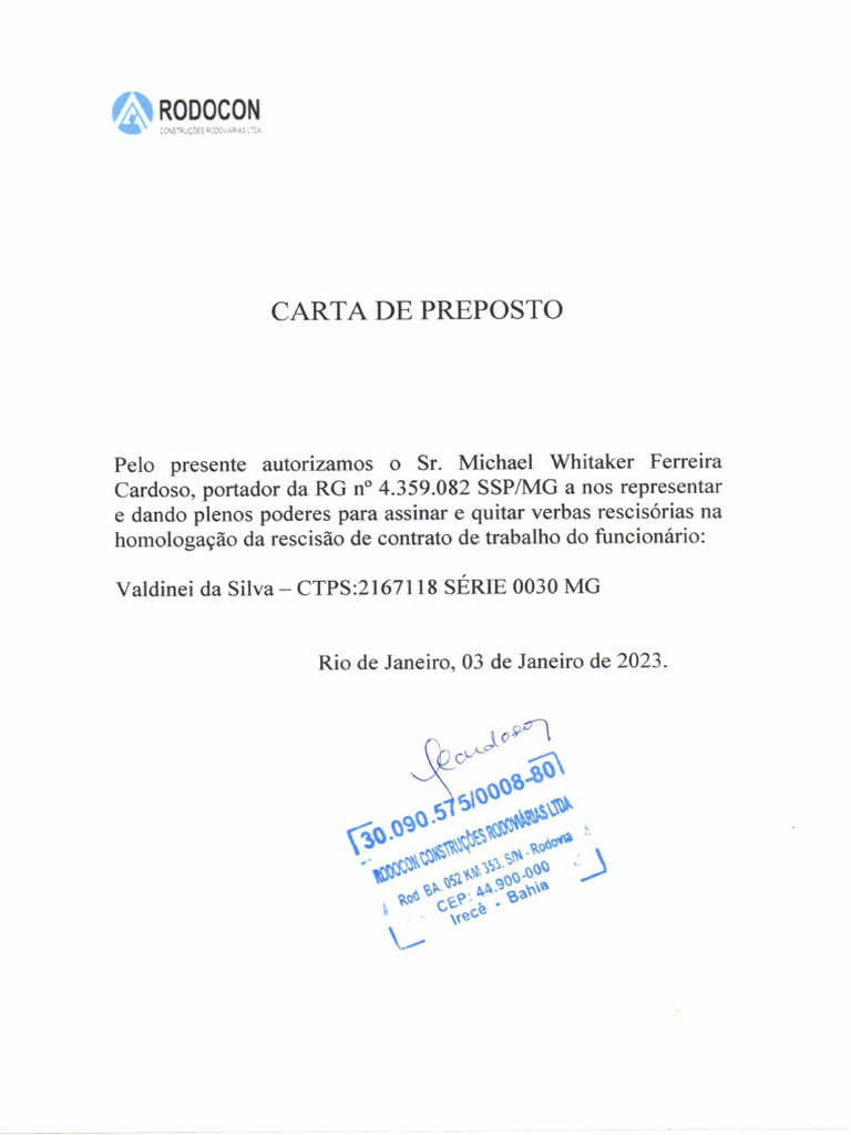 Carta de Preposto | PDF