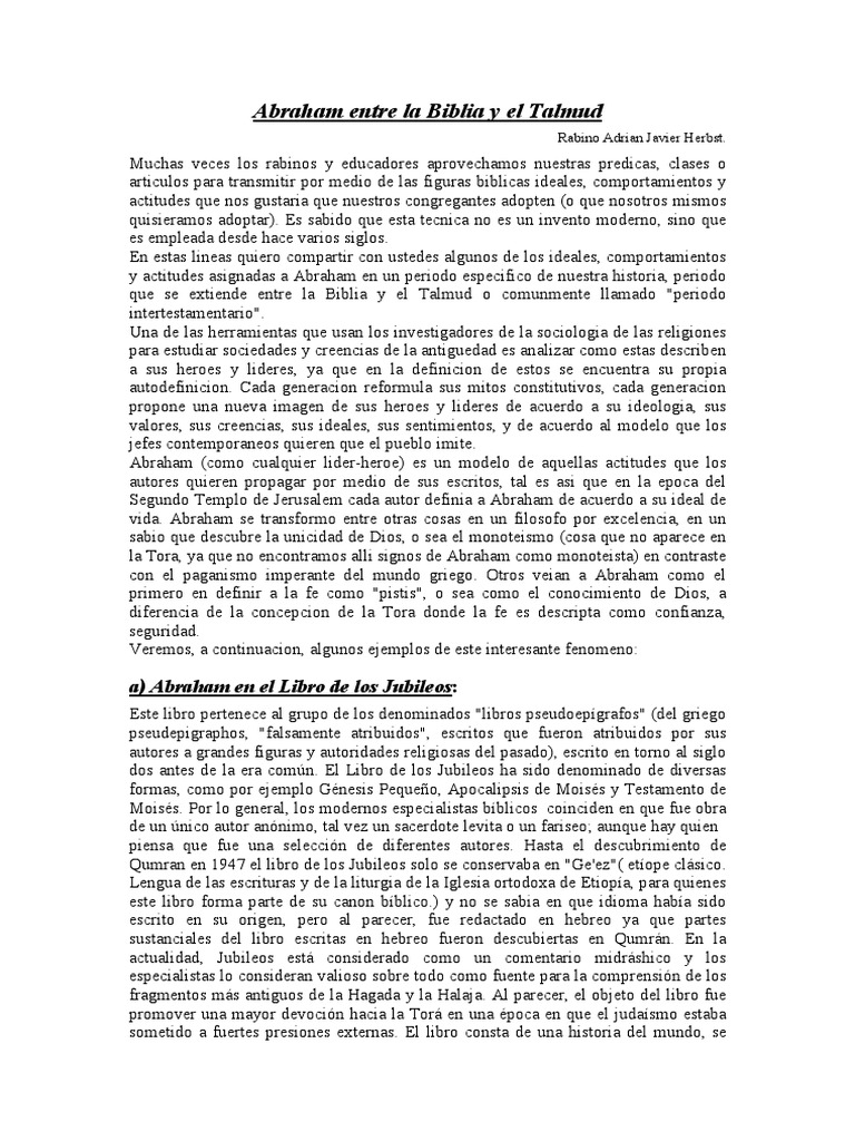 Abraham Entre La Biblia y El Talmud | PDF | Biblia | Abrahán