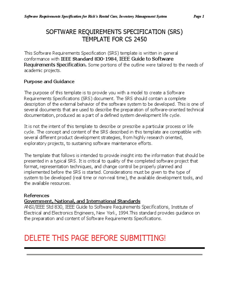 SRS Template v4 | PDF | Specification (Technical Standard) | System