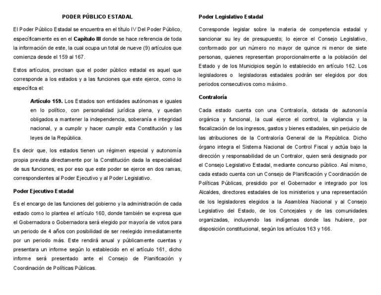Poder Público Estadal.. | PDF | Ley Pública | Ciencias Políticas