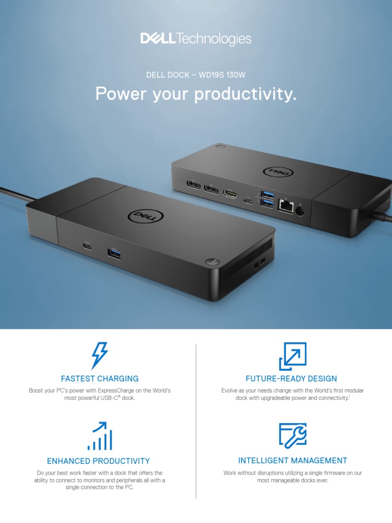 Dell Dock Wd19s 130w Data Sheet | PDF | Laptop | Usb