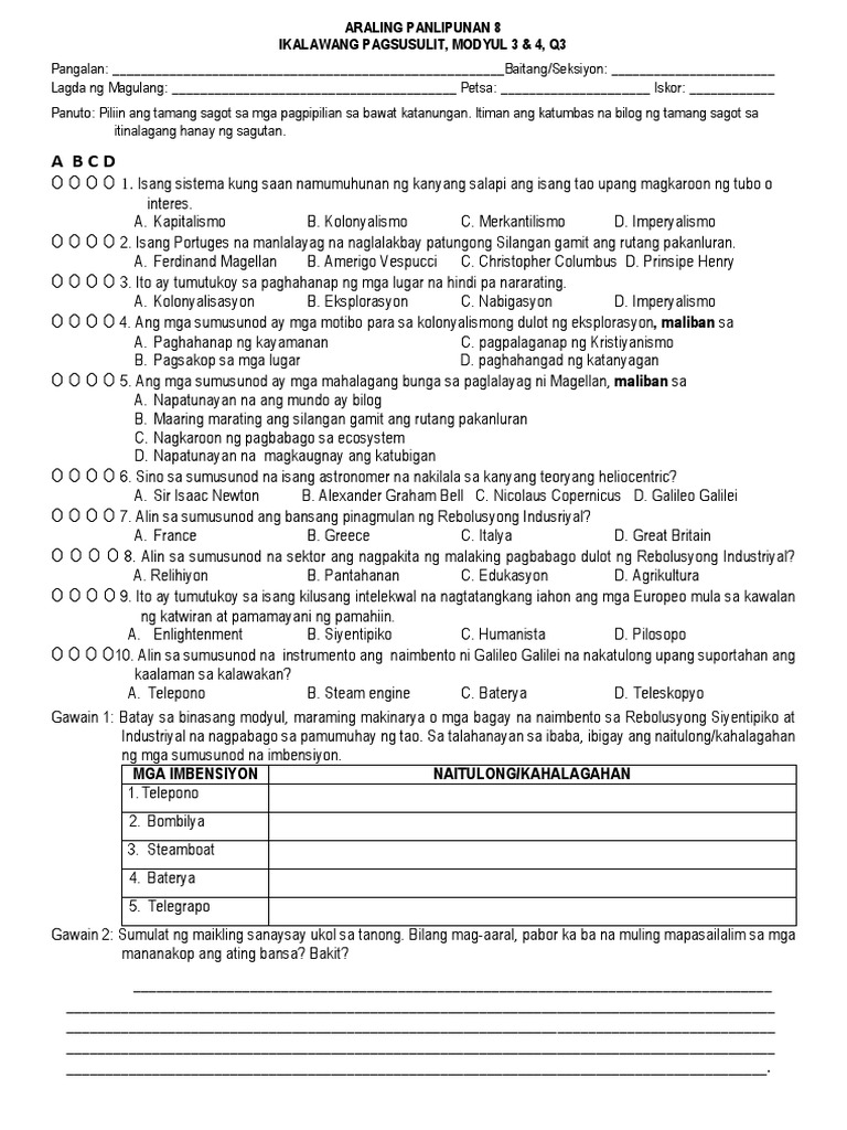 AP8 Ikalawang Pagsusulit M3 4 1 | PDF