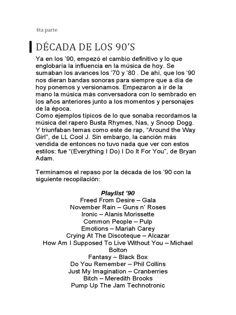 Década de Los 90's | PDF | Músicos | Grupos musicales