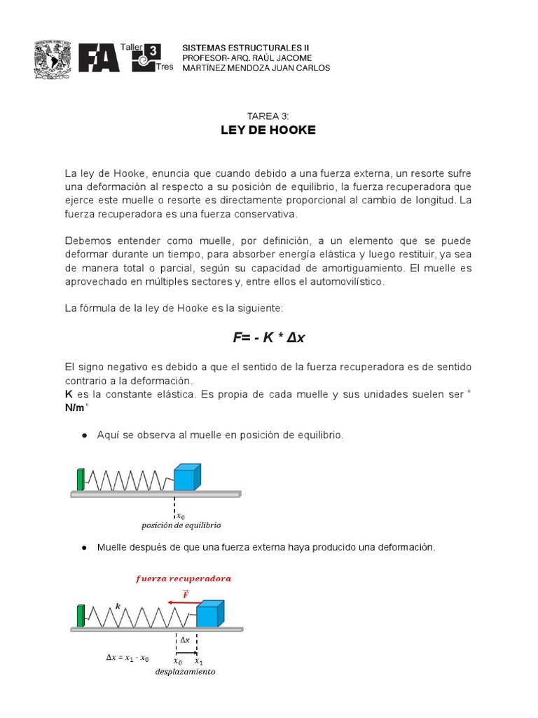 Ley de Hooke y su Aplicación en Física | PDF | Elasticidad (Física ...