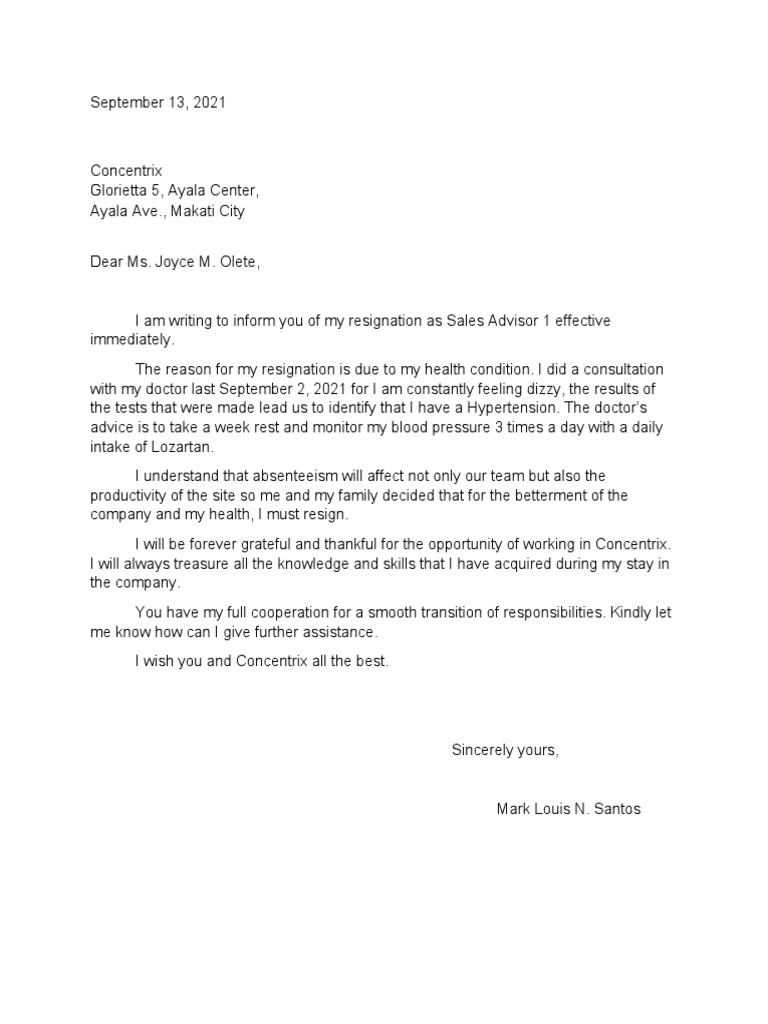 Resignation Letter | PDF