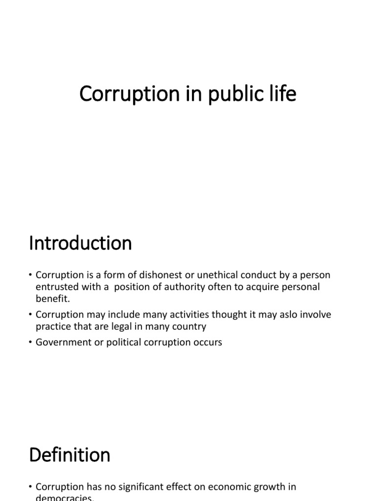 Overview of Corruption in Public Life | PDF