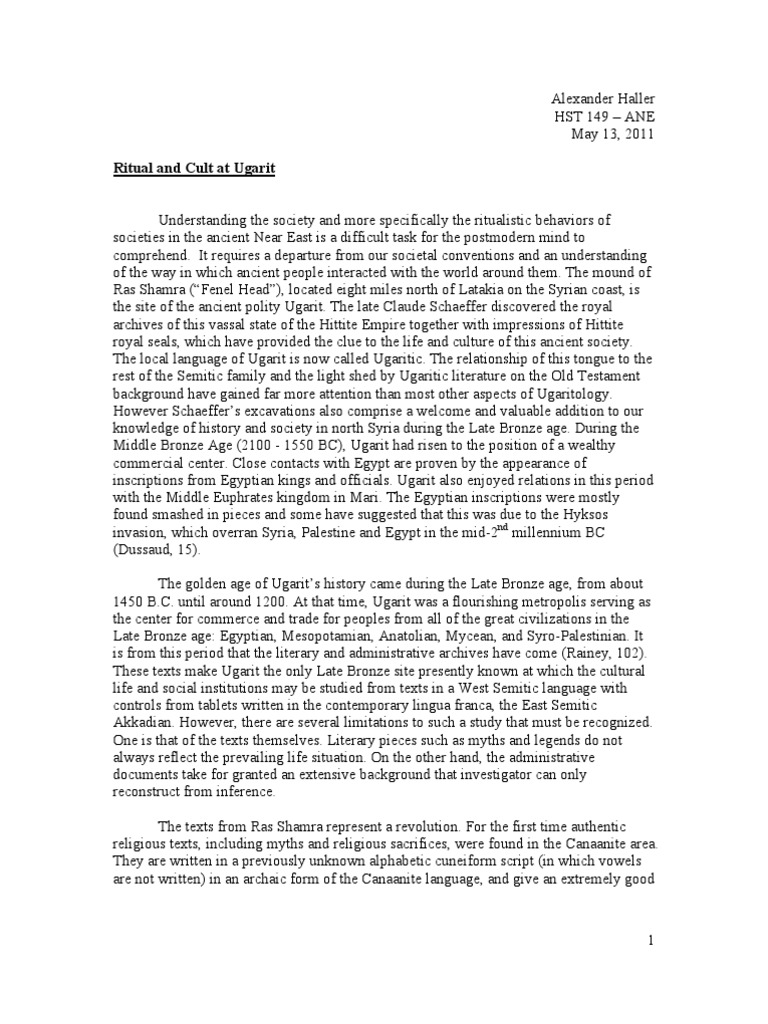 Ugaritic Ritual Texts | PDF | Religion And Belief | Bible