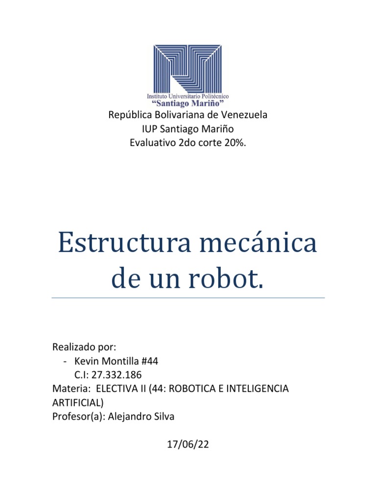 Estructura Mecánica de Un Robot | Descargar gratis PDF | Solenoide | Robot