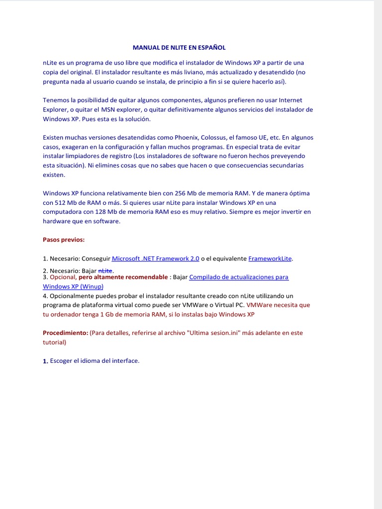 Manual de nLite para Windows XP | PDF | Windows XP | Microsoft Windows