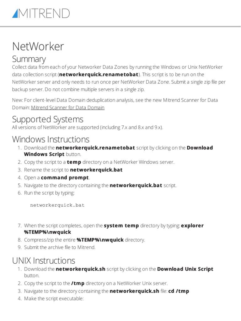 NetWorker Instructions | PDF | Zip (File Format) | Computer File