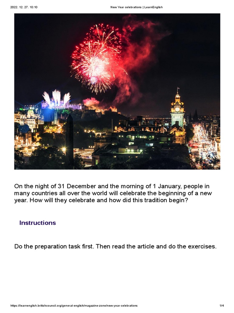 New Year Celebrations Learnenglish Pdf