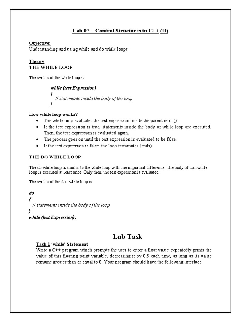 FOP Lab 07 | PDF | Control Flow | Software Development