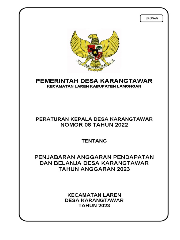 Perkades Penjabaran APBDesa Tahun 2023 | PDF