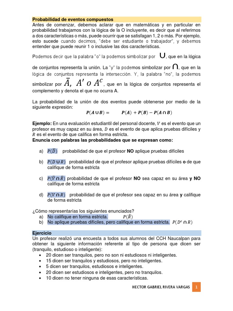Eventos Compuestos | PDF | Probabilidad | Matemáticas