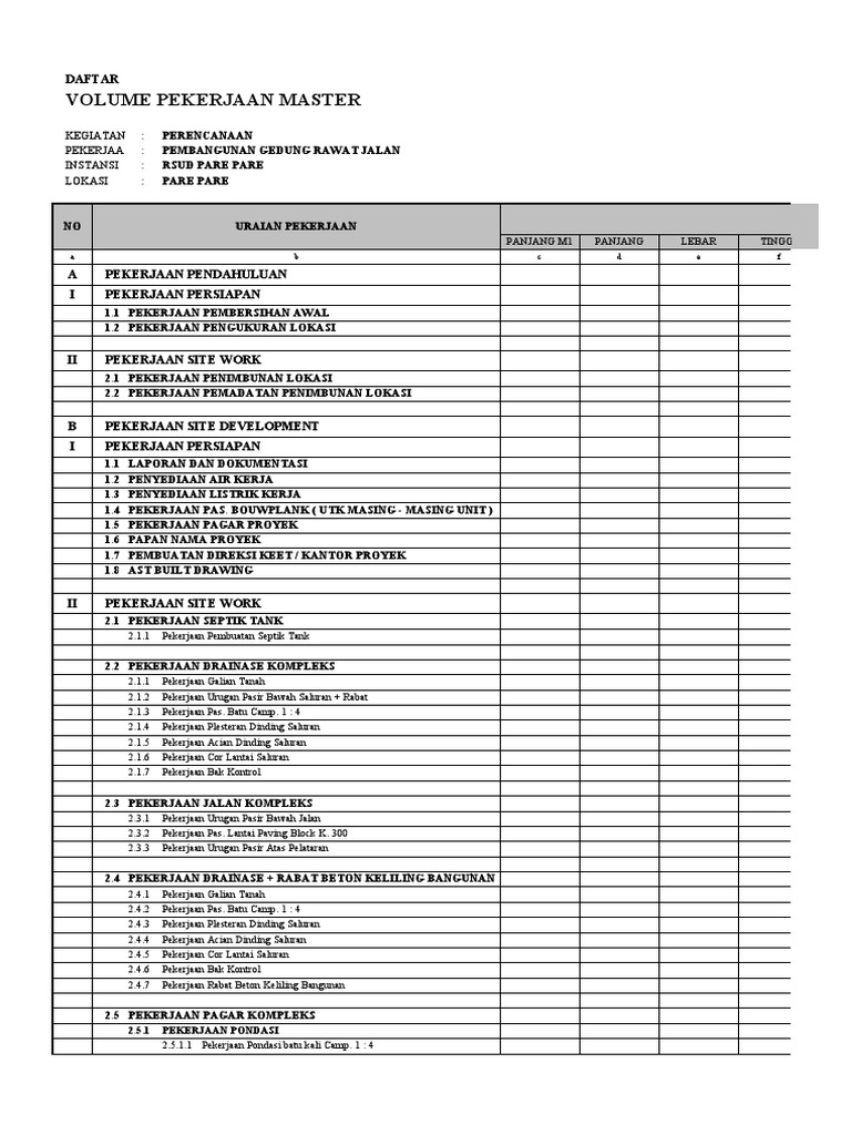 Perhitungan Volume Master | PDF