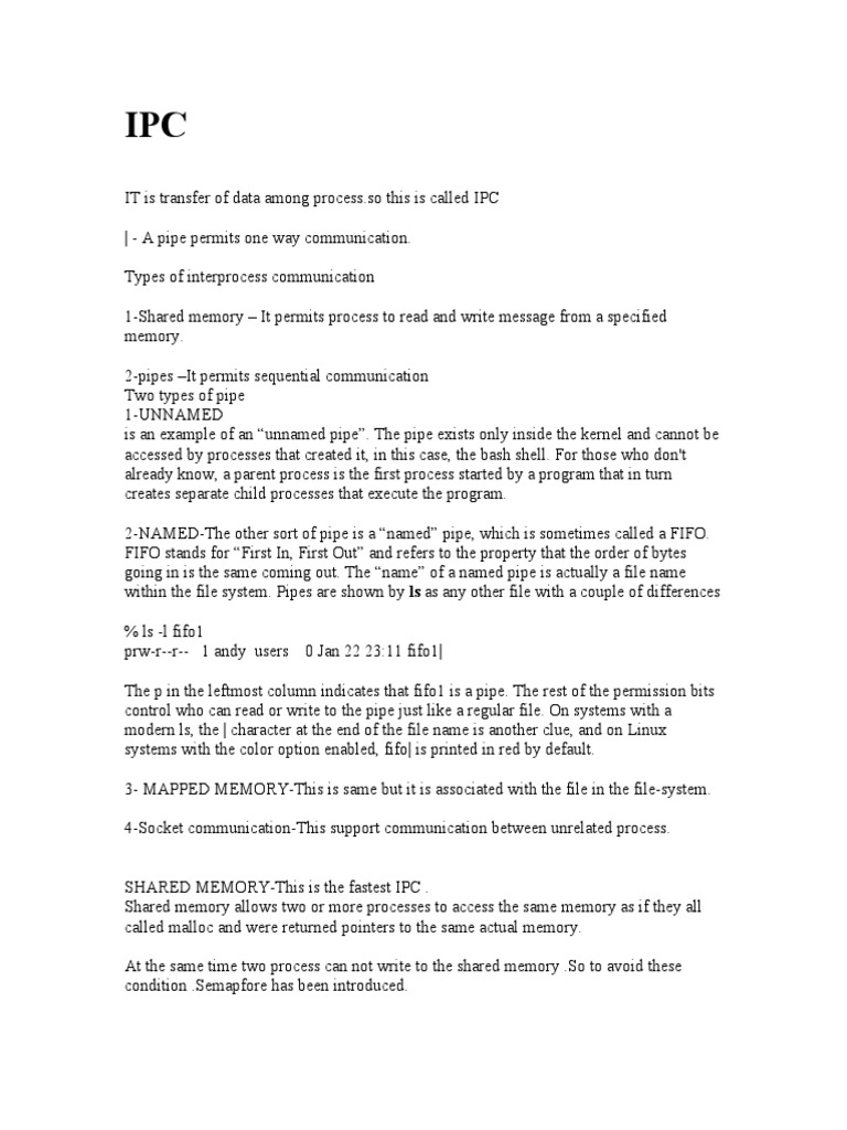 IPC | PDF | Network Socket | Pointer (Computer Programming)