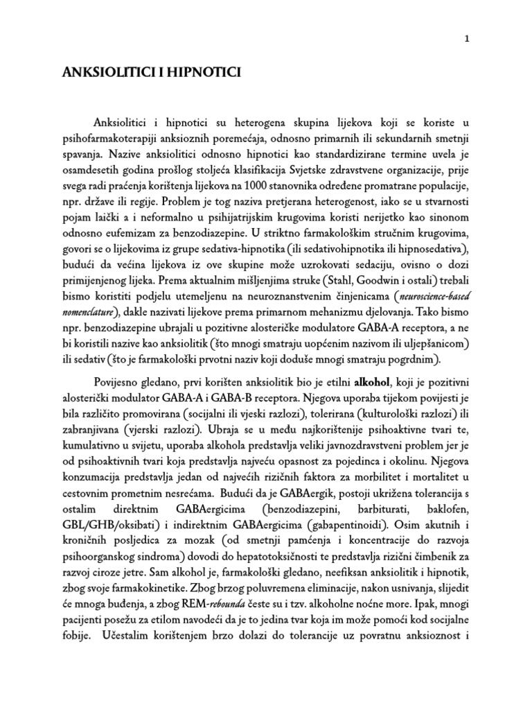 Anksiolitici I Hipnotici | PDF