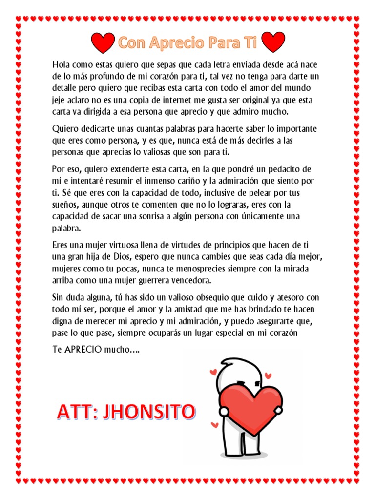 Carta de Apreciación Personalizada | PDF