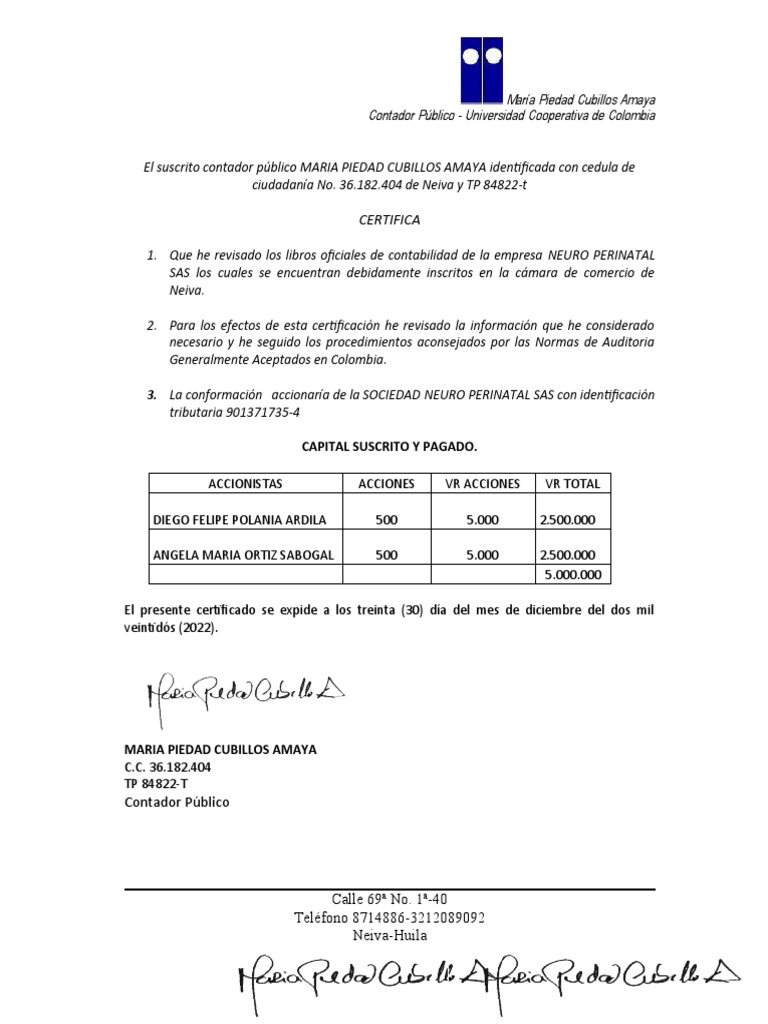 Certificado Accionario | PDF