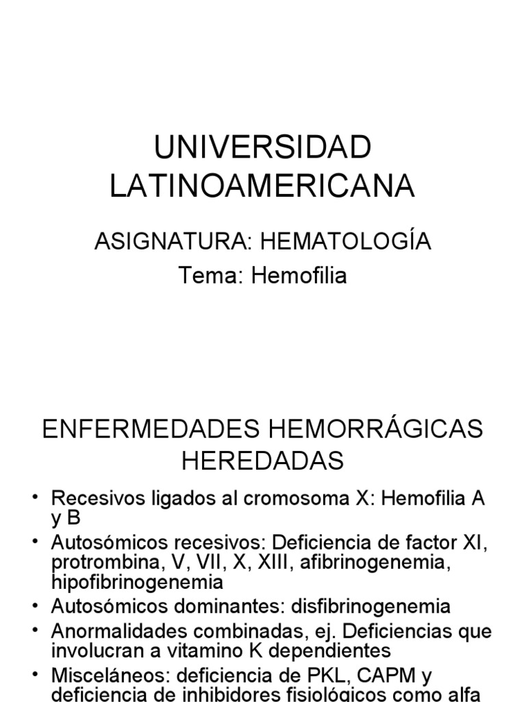 Hemofilia: Tipos, Historia y Tratamiento | PDF | Hemofilia | Coagulación