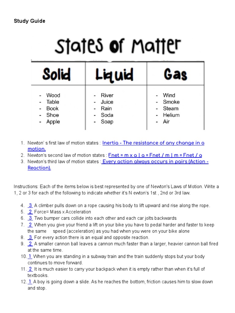 S2 Physics 1st Exam Study Guide | Download Free PDF | Force | Mass