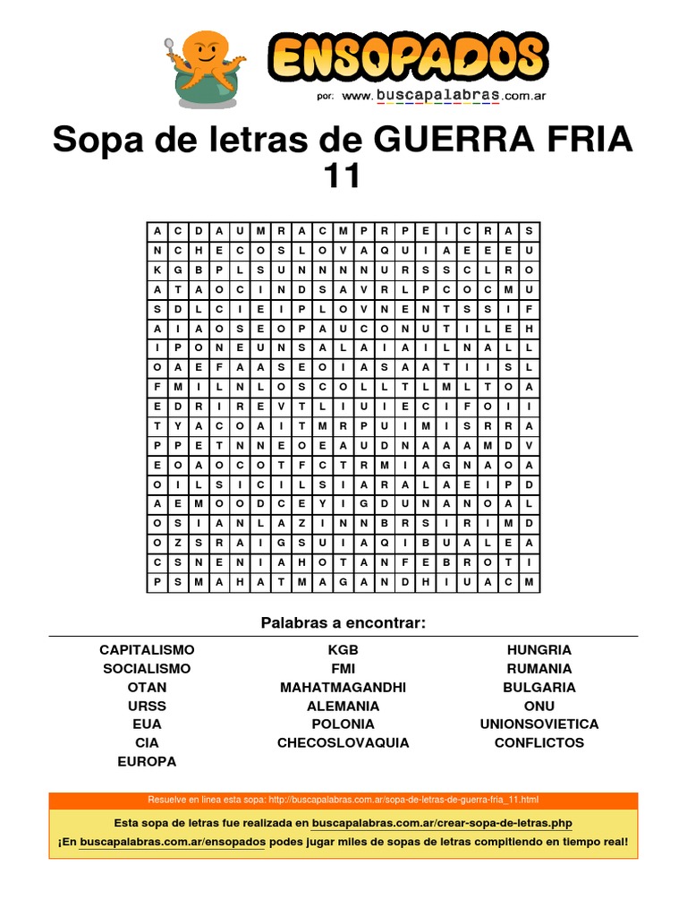 Sopa de Letras de Guerra Fria - 11 | PDF | Comunismo | Política de la ...