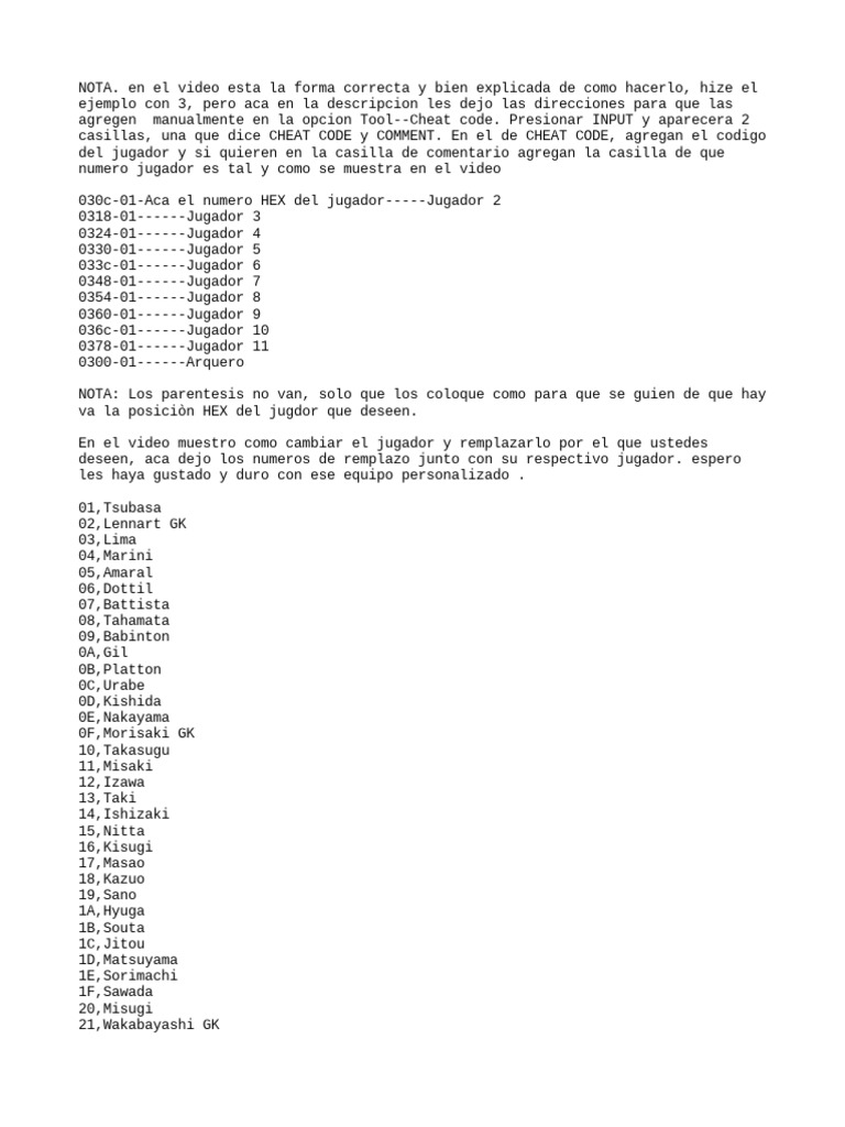 Trucos de Captain Tsubasa para PS2 | PDF | Informática