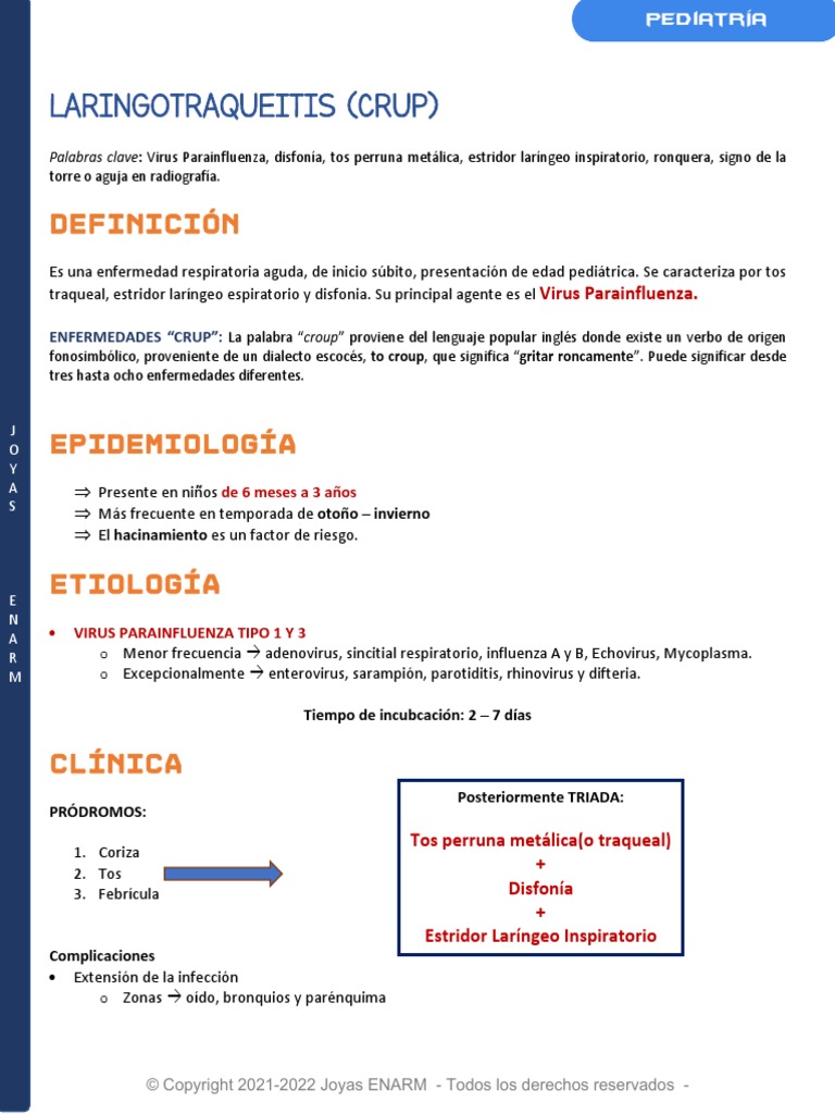 Laringotraqueitis (CRUP) | PDF | Especialidades Medicas | Inmunología