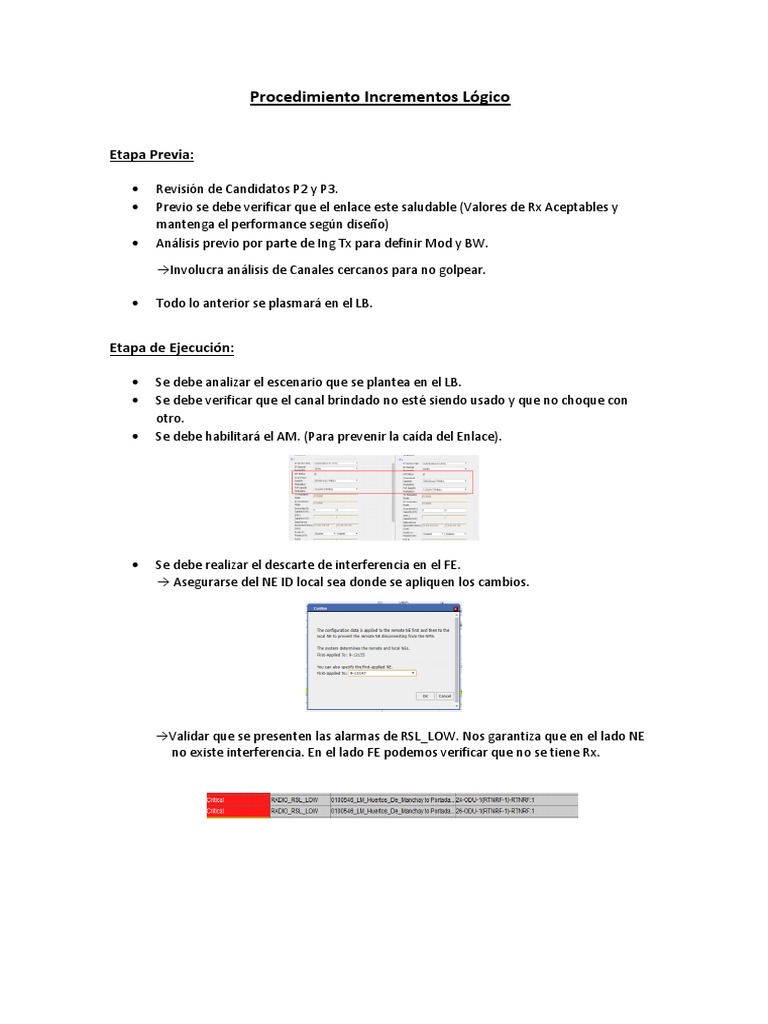 Procedimiento Incrementos Lógico (v1) | PDF