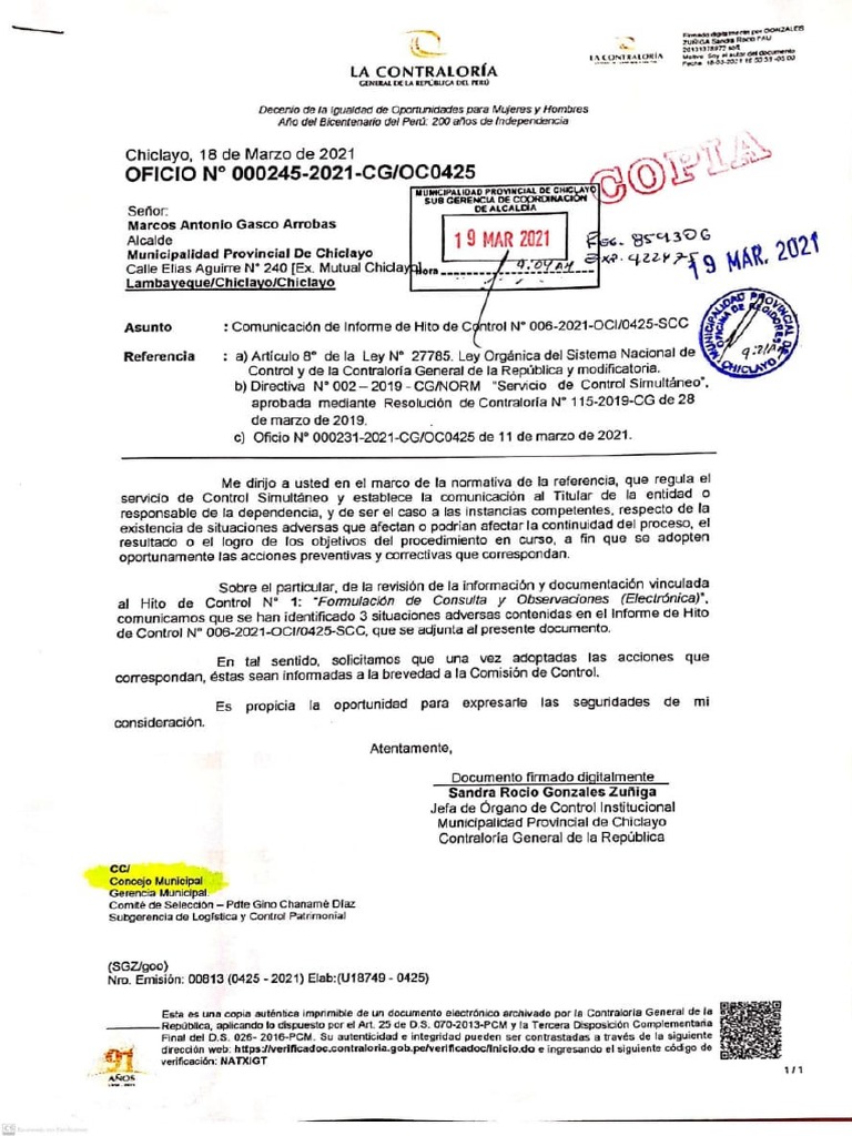 Informe Hito de Control Concurrente N°06-2021-Oci-0425-Scc Licitación ... Informe Hito de Control Concurrente N°06-2021-Oci-0425-Scc Licitación ...