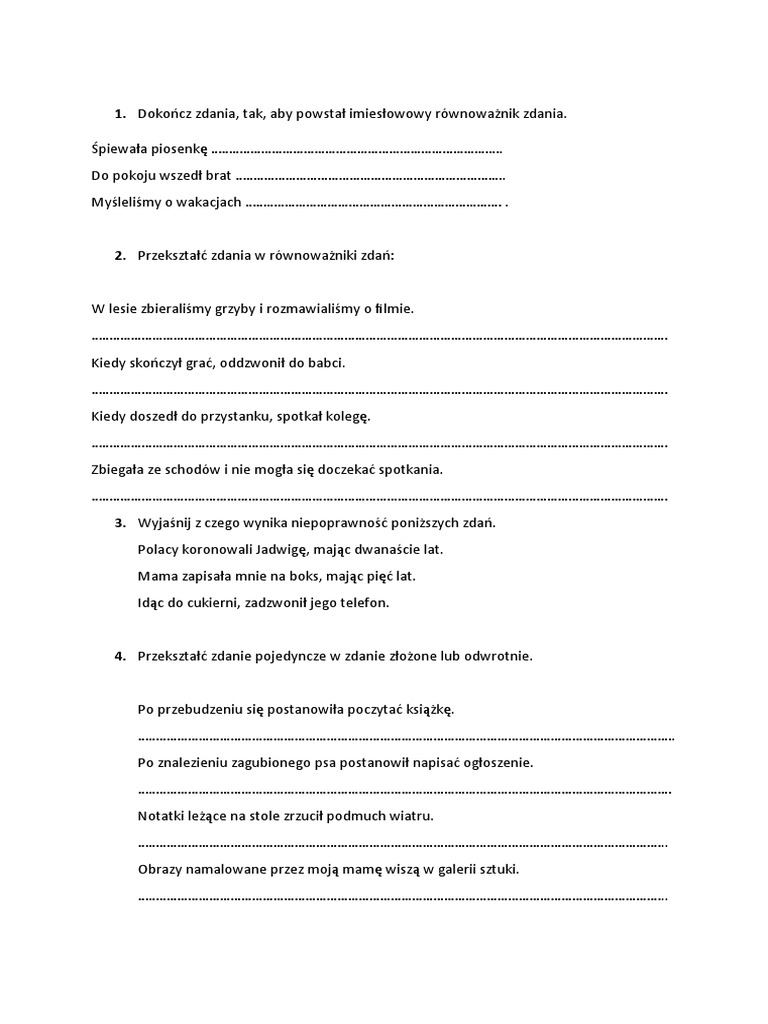 Przekształcanie Zdań | PDF