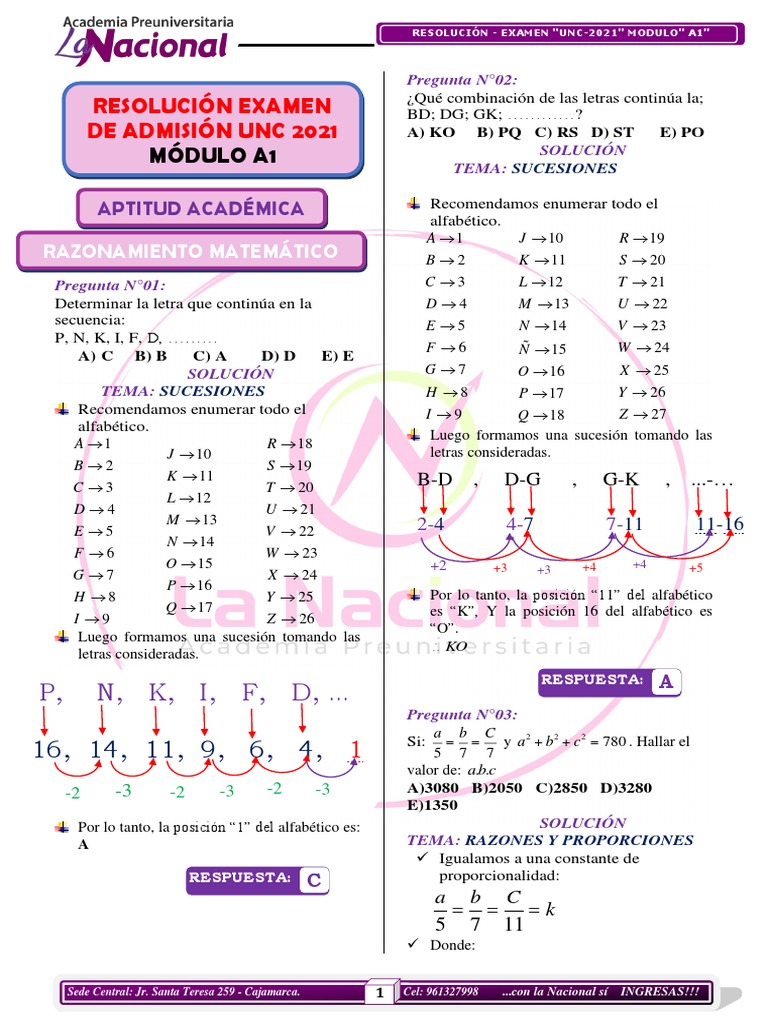 Resolución Examen Unc 2021-Módulo A1 | PDF | Número complejo | Proposición
