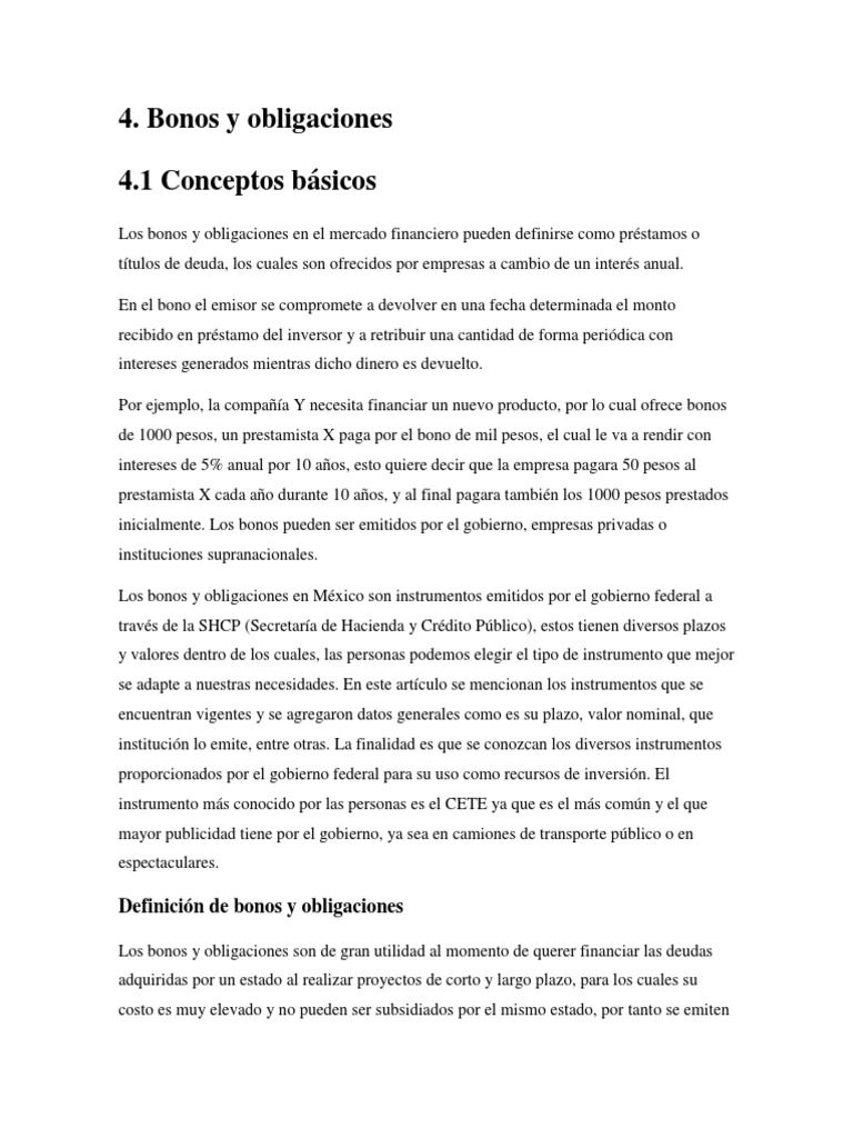 Bonos y obligaciones en México | PDF | Interés | Tasas de interés
