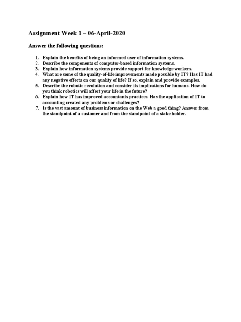 Week 1 Assignment 1 | PDF