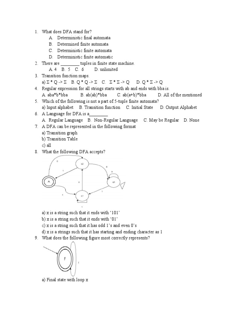 Final Exam For Finite Automata | PDF | Mathematical Logic | Models Of Computation