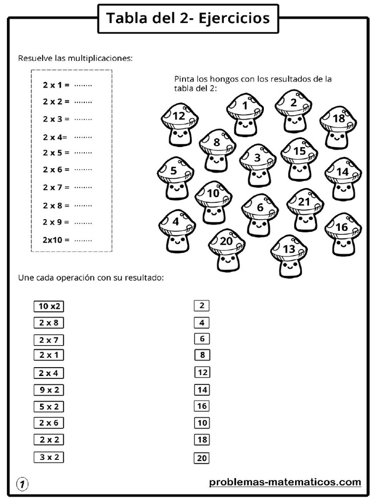 Ejercicios Tabla del 2 | PDF