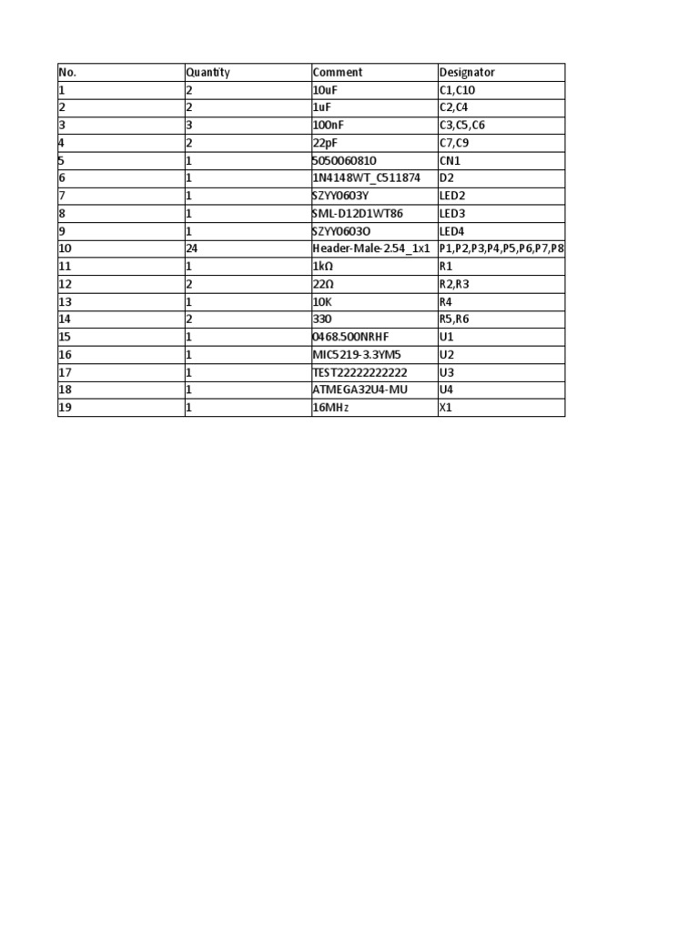 BOM - Board1 - PCB - PCB - 32U4 SMART - 2023-01-12 - 2023-01-12 | PDF