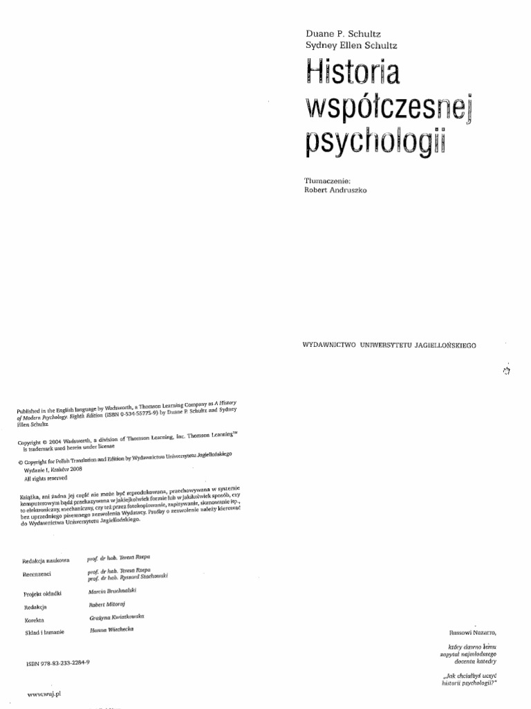 Historia Współczesnej Psychologii (Schultz) | PDF