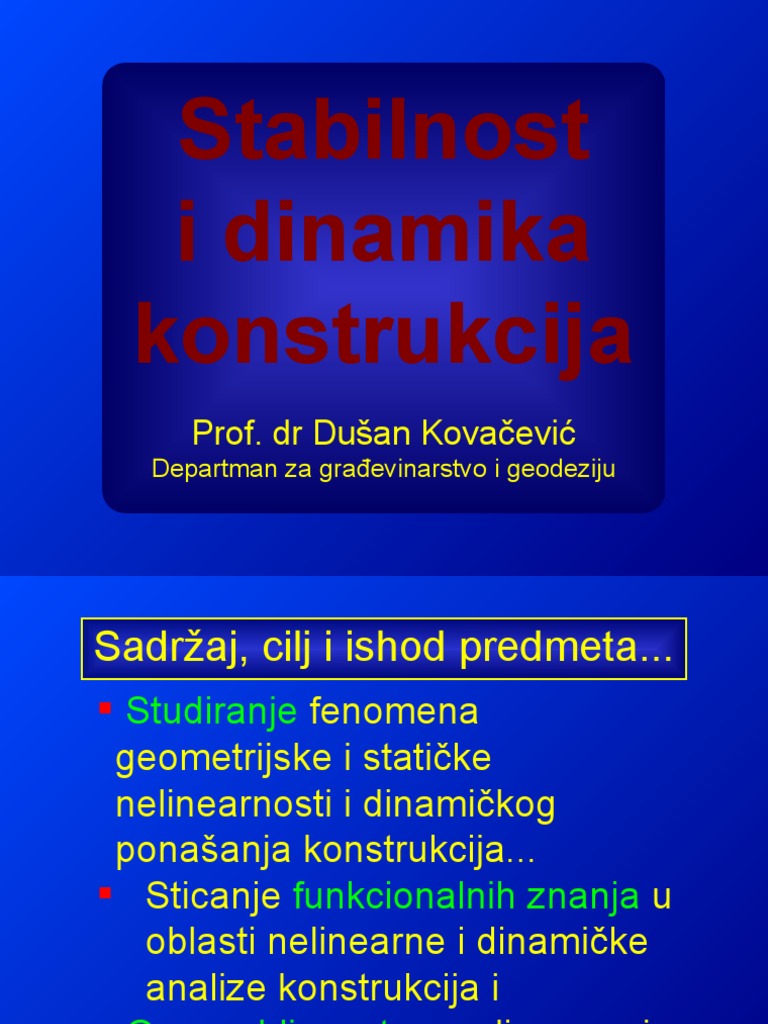 Stabilnost I Dinamika Konstrukcija | PDF