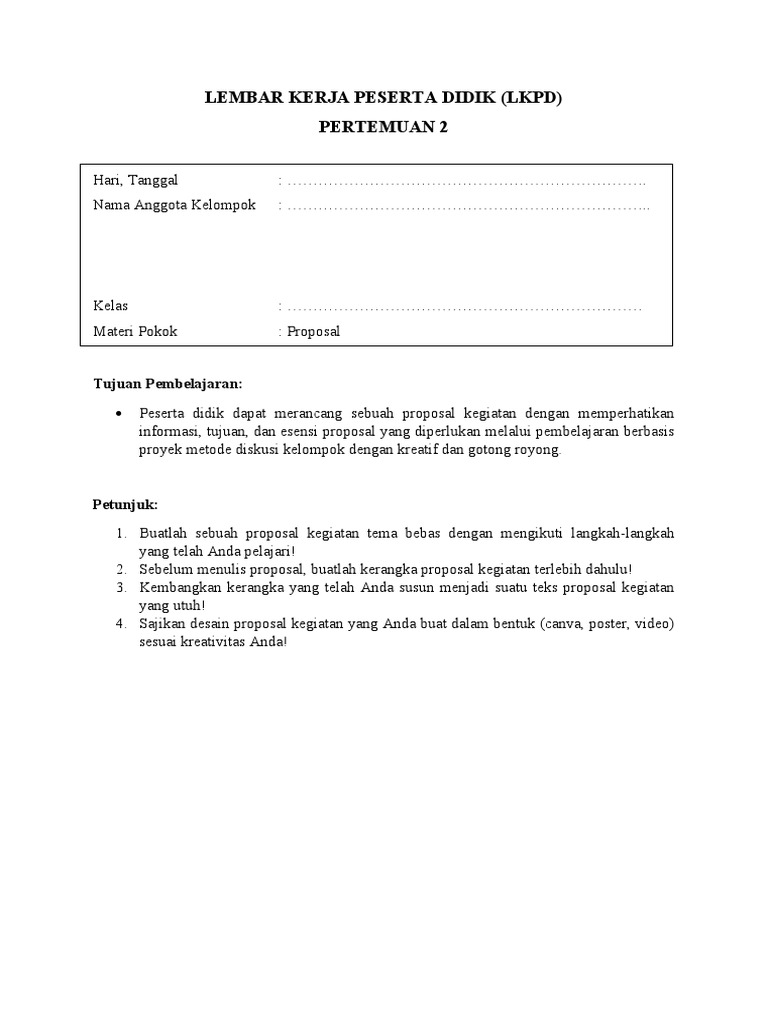 LKPD Menulis Proposal Kegiatan | PDF