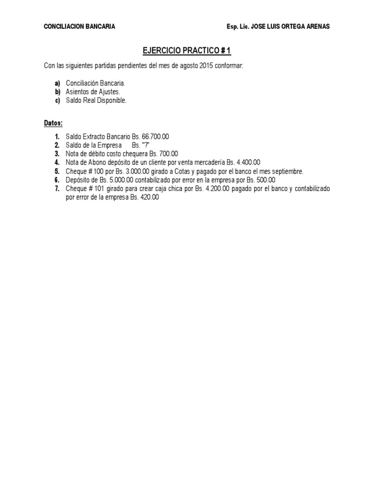 Practico - Conciliacion Bancaria | PDF | Bancos | Tarjeta de débito
