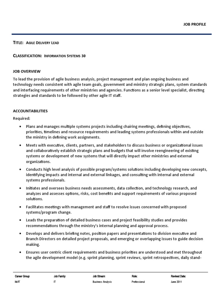 JP - ISL 30R - Agile Delivery Lead | PDF | Agile Software Development ...