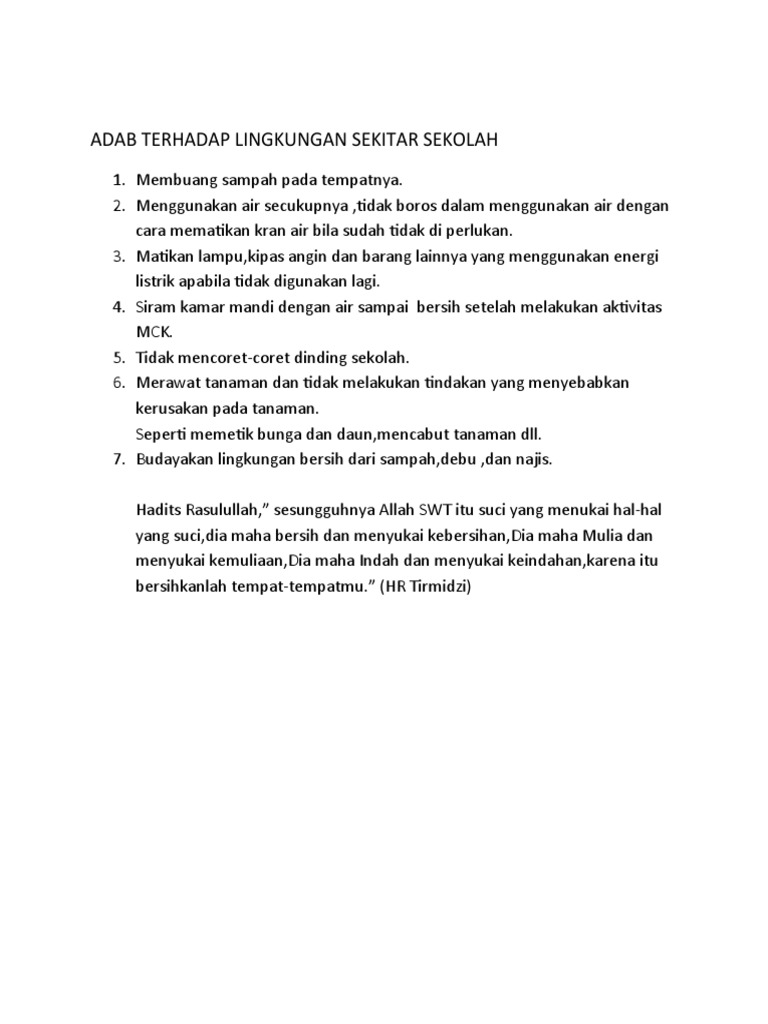 Materi Adab Kegiatan Pengenalan Lingkungan Sekolah | PDF | Agama & Spiritualitas