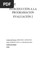 Evaluacion 2 Introduccion A La Programacion | PDF | Algoritmos