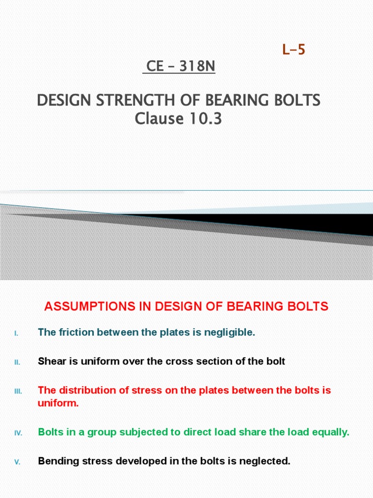 Design Strength of Bearing Bolts Clause 10.3 | PDF | Strength Of ...