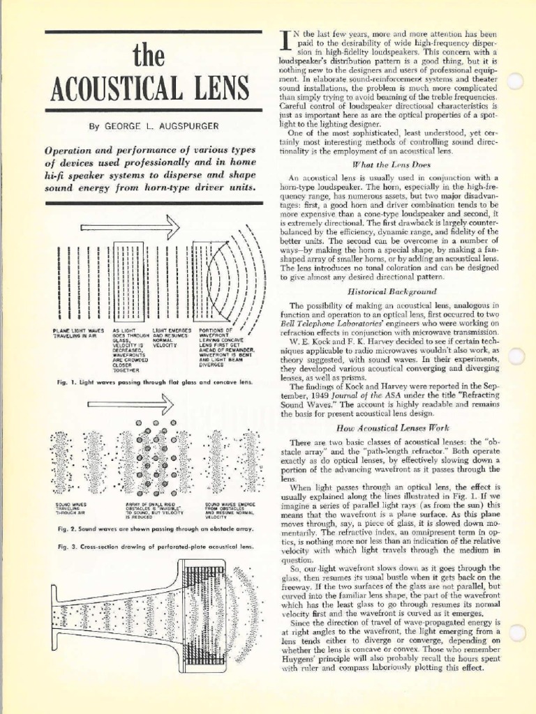 Acoustic Lens | PDF | Loudspeaker | Optics