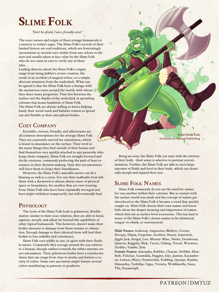 Slime Folk: Origins and Traits | PDF | Senses